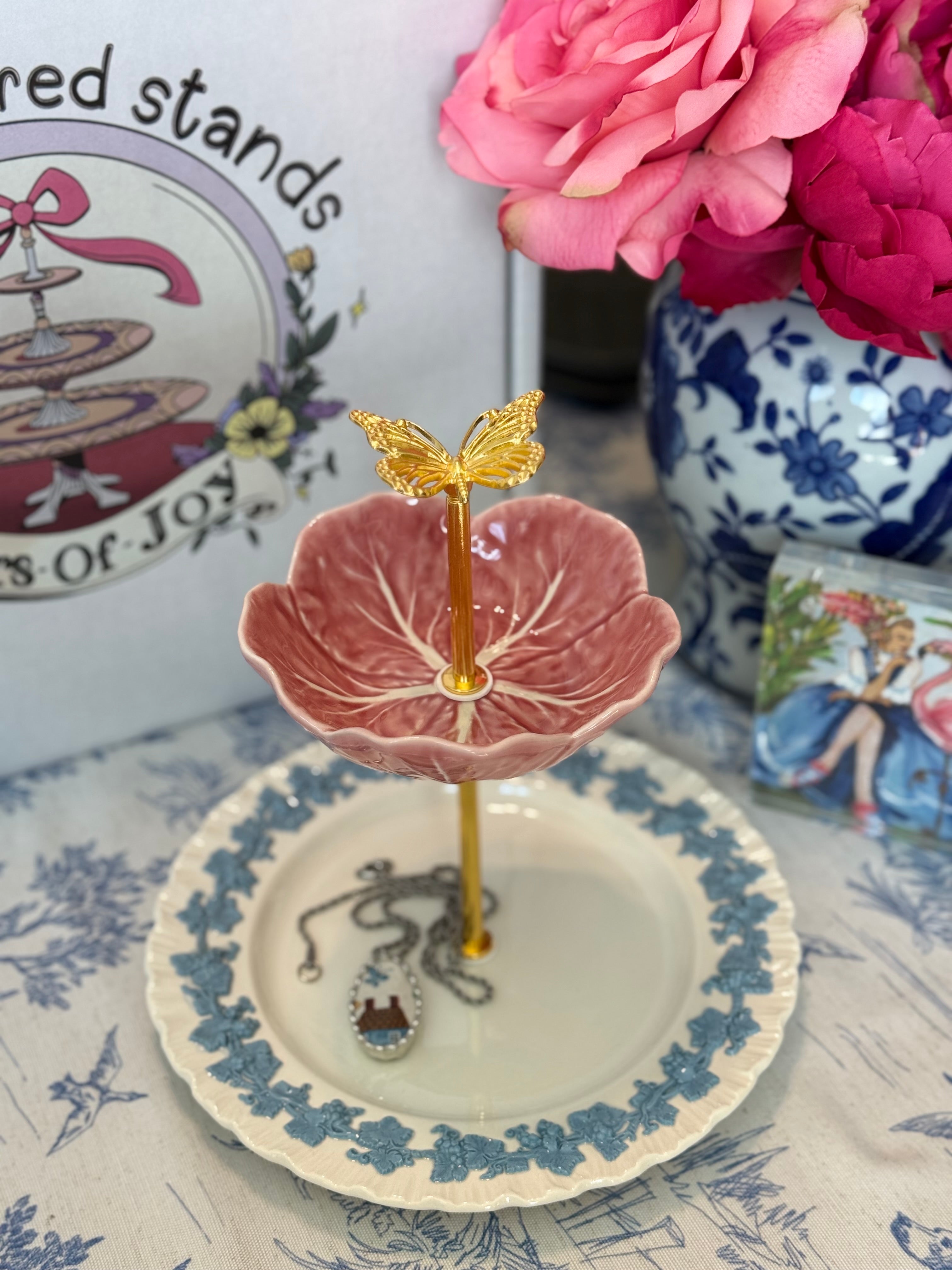 Bordallo Pink Cabbage and Wedgwood Queensware Petite Stand – Tiers of Joy